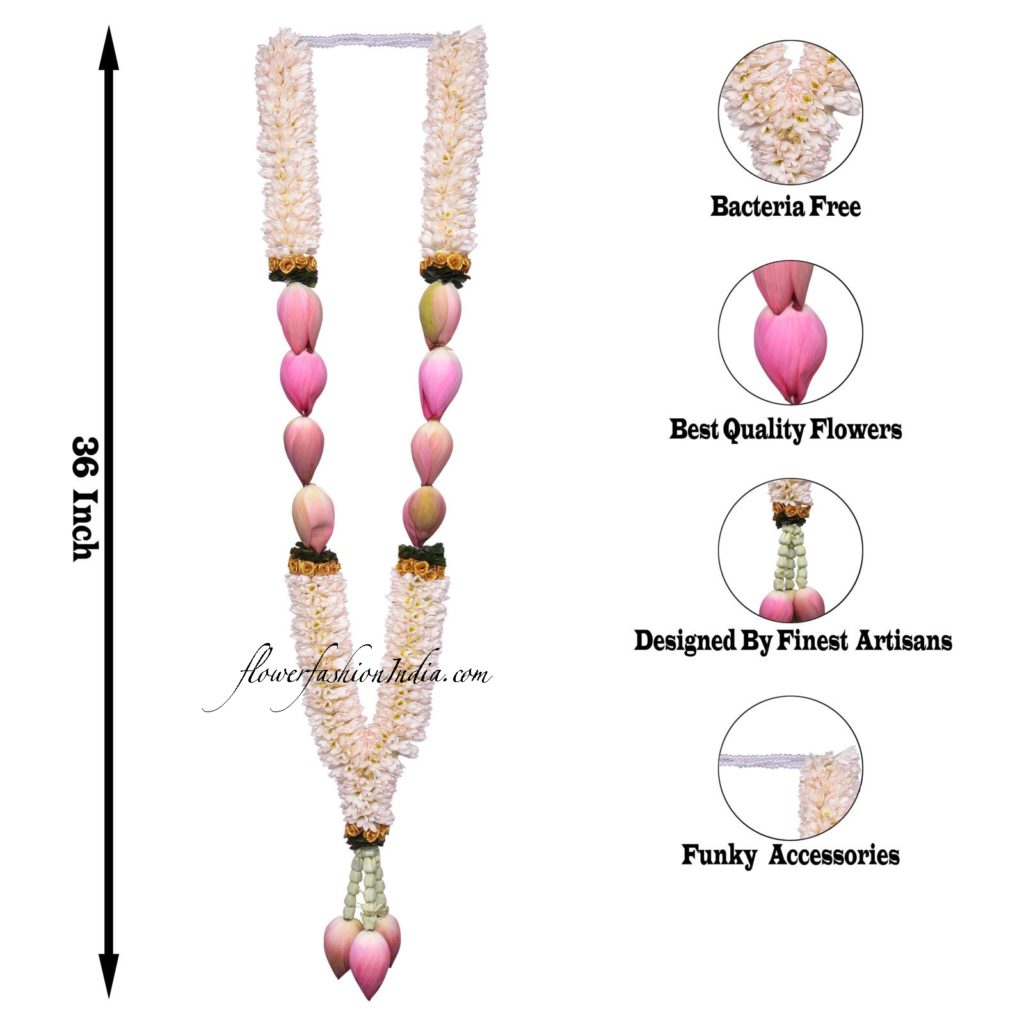 Buy Sugandharaj And Lotus Flower Indian Wedding Garland Online (1 Pair ...